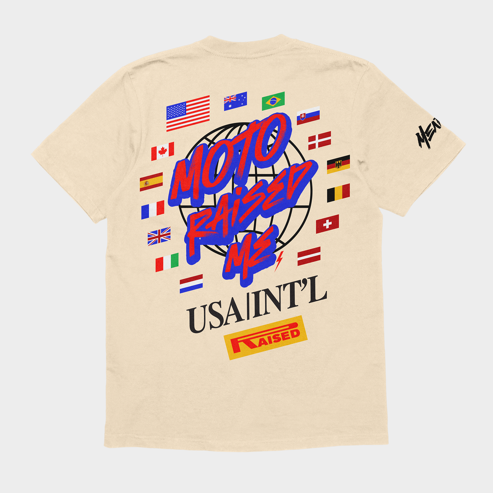 Moto Raised Me - Global S/S Tee - Tan (Adult) – Road 2 Recovery